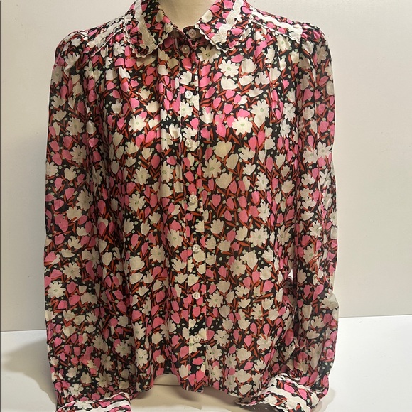 ME+EM | Tops | Meem Pink And Black Floral Blouse | Poshmark